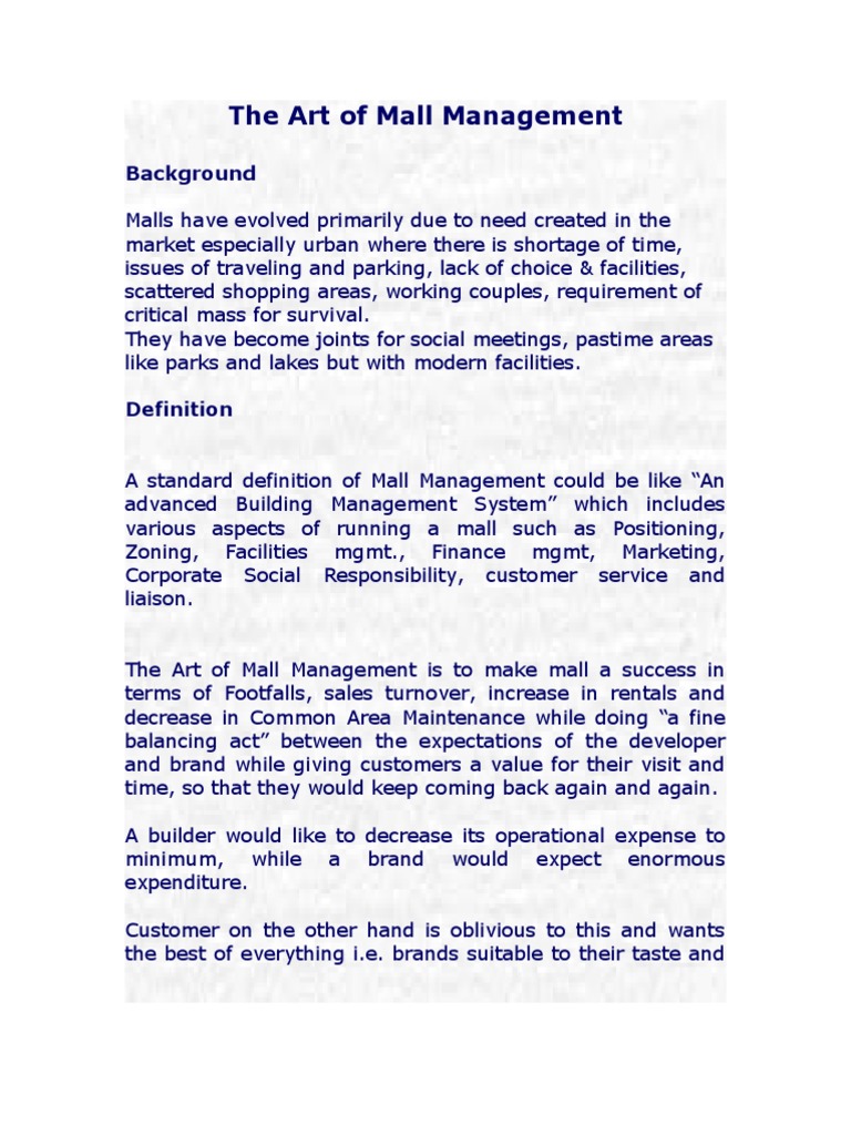 The Art of Mall Management | PDF | Shopping Mall | Brand