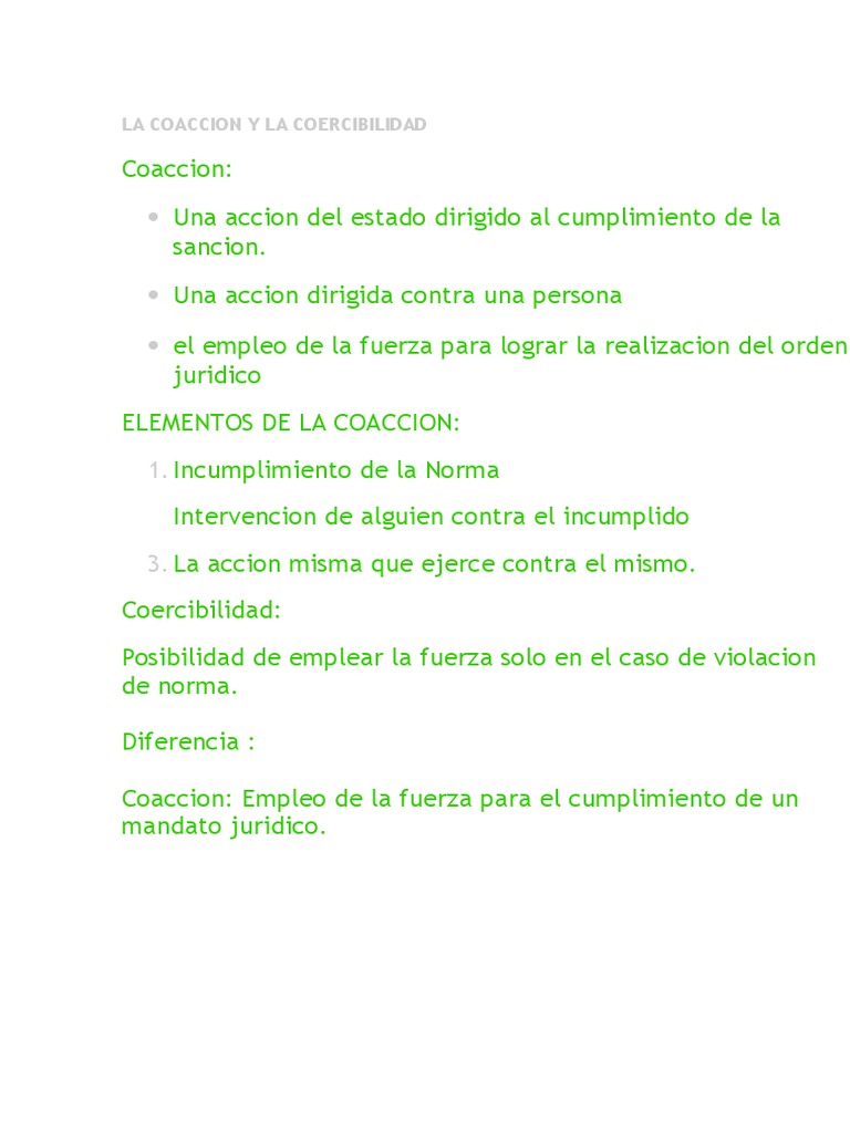 La Coaccion y La Coercibilidad | PDF