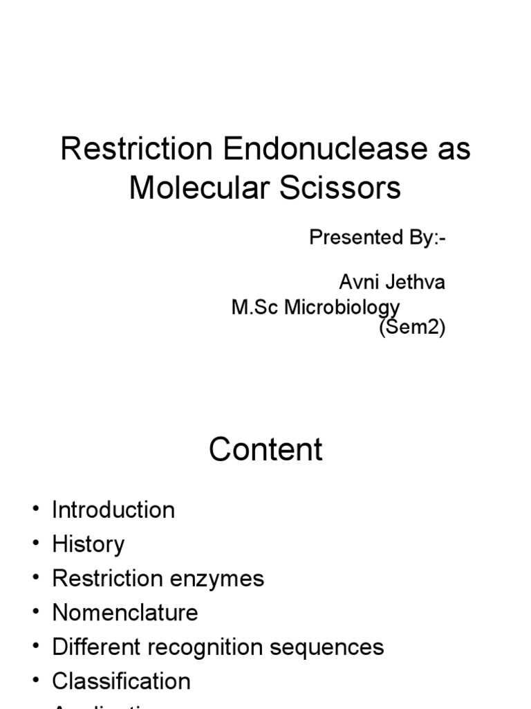 Restriction Endonuclease As Molecular Scissors | PDF | Restriction ... Restriction Endonuclease As Molecular Scissors | PDF | Restriction ...