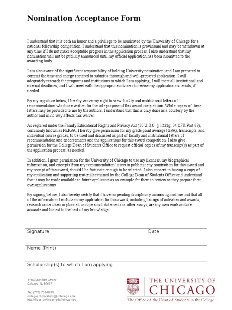 Nomination Acceptance Form | PDF | Government Information | Government