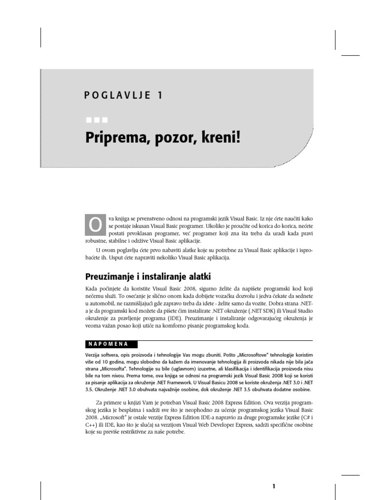 Visual Basic 2008 Od Pocetnika Do Profesionalca Poglavlje 01 | PDF
