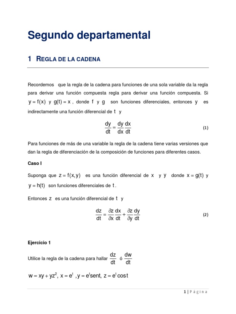 Regla de la Cadena en Derivadas | PDF | Derivado | Cálculo