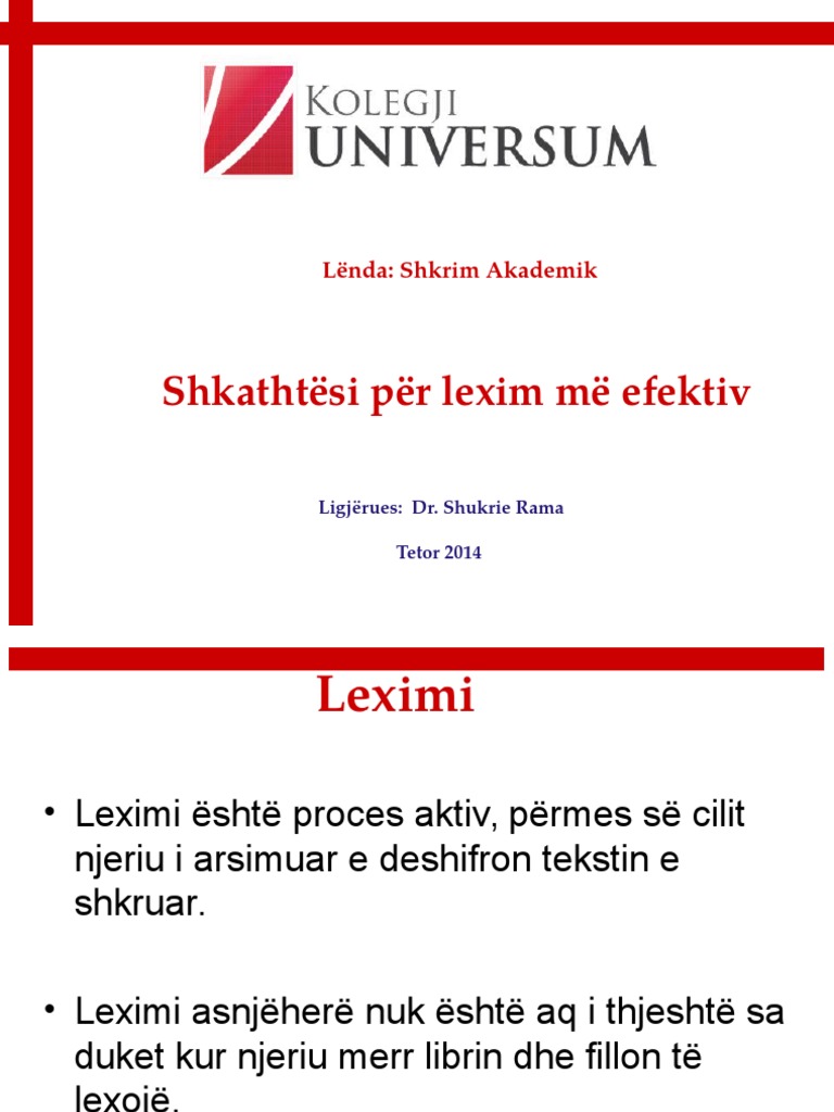 SHkathtesi Per Lexim Efektiv | PDF