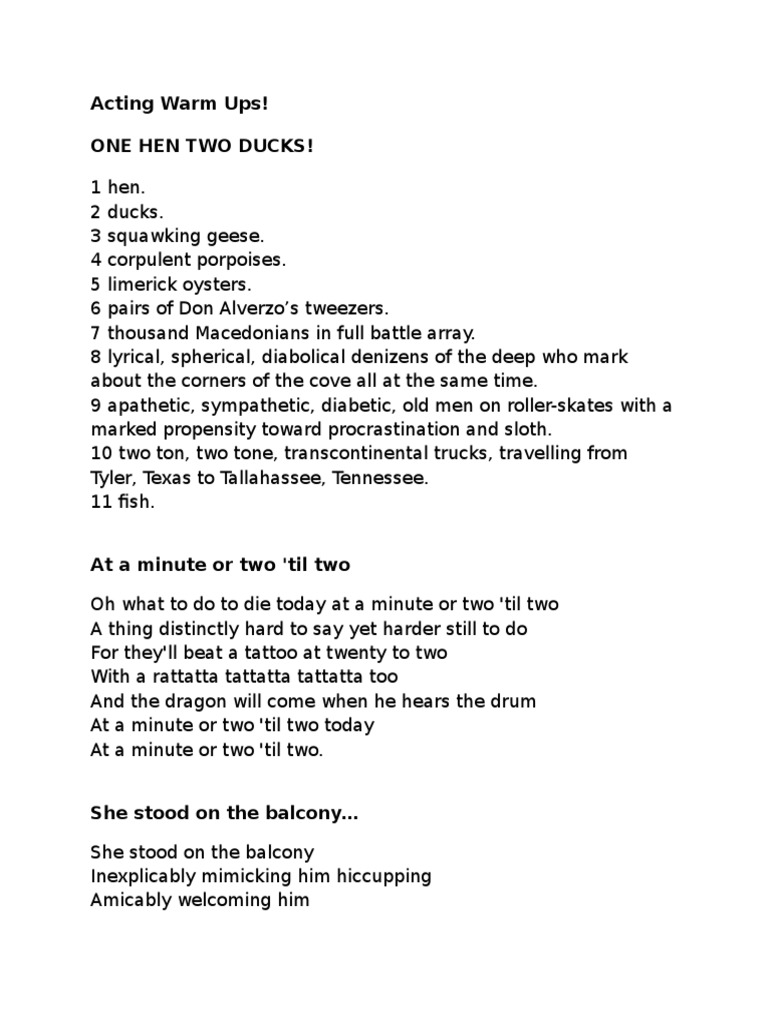 Fun Acting Warm-Up Exercises | PDF