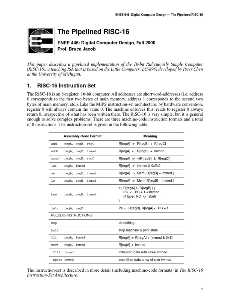 RiSC Pipeline | PDF | Instruction Set | Cpu Cache