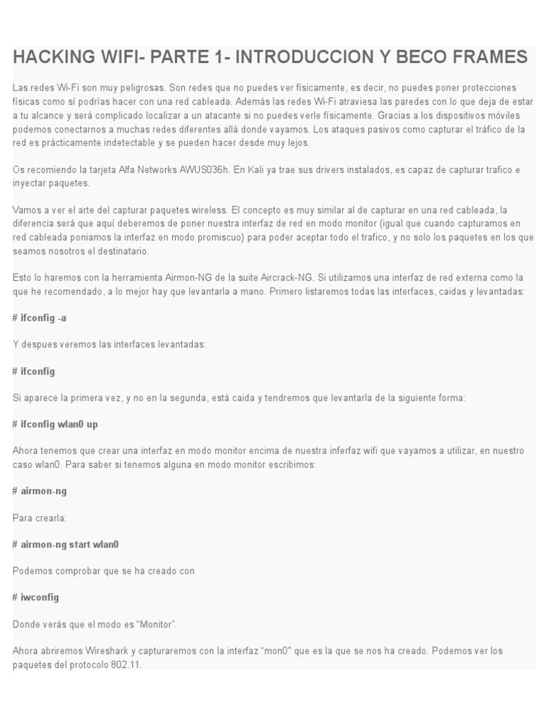 Hacking Wifi Tutorial | PDF | Punto de acceso inalámbrico | Wifi