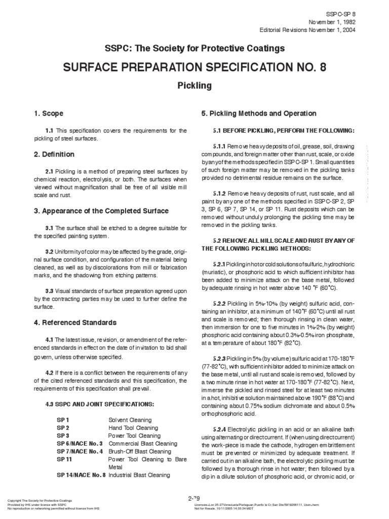 SSPC SP8 | PDF | Rust | Phosphoric Acid