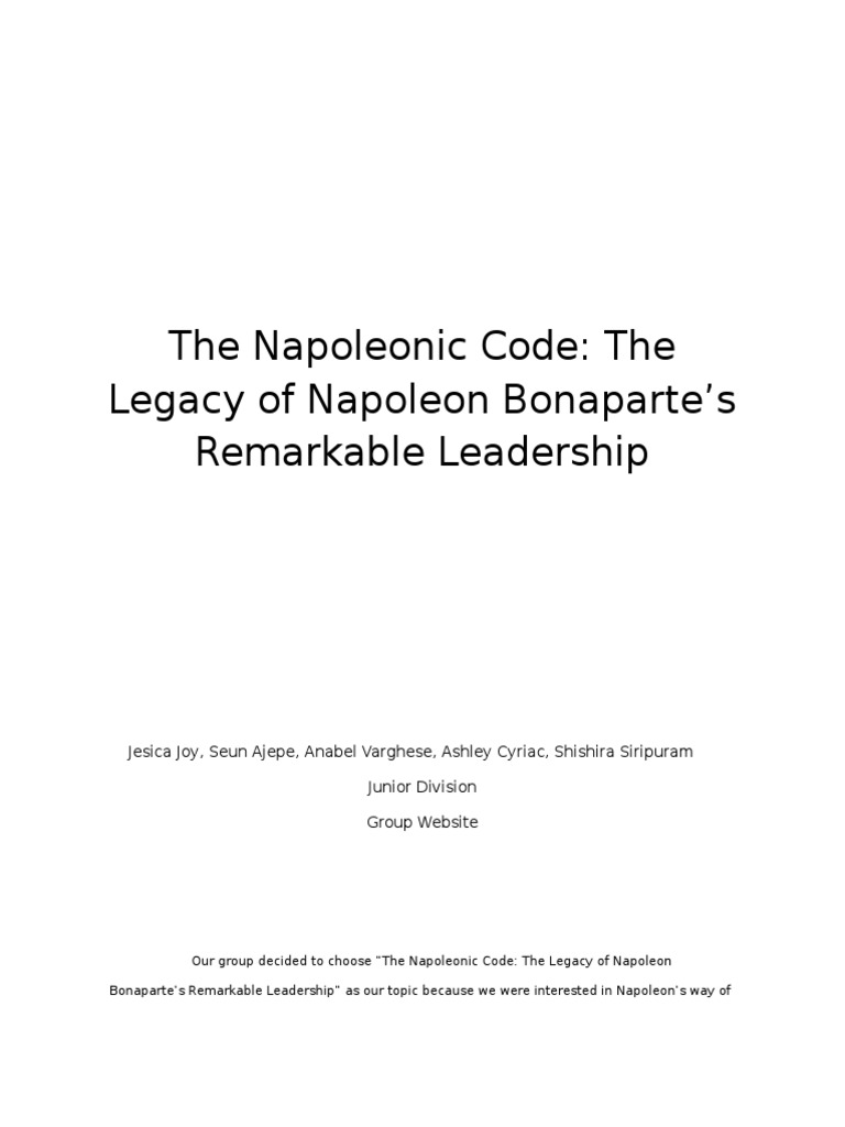 The Napoleonic Code | PDF | Napoleon | Leadership
