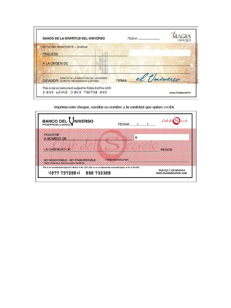 Cheque de La Magia y El Secreto | PDF