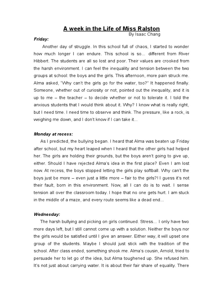A Week in The Life of Miss Ralston | PDF