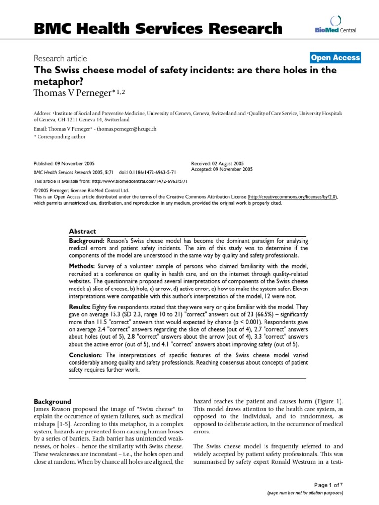 Swiss Cheese Model | PDF | Patient Safety | Conceptual Model