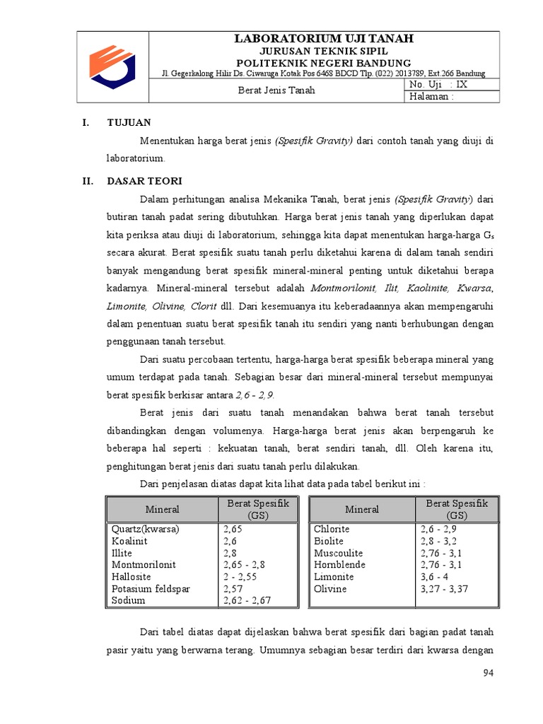 Berat Jenis Tanah | PDF | Sains & Matematika