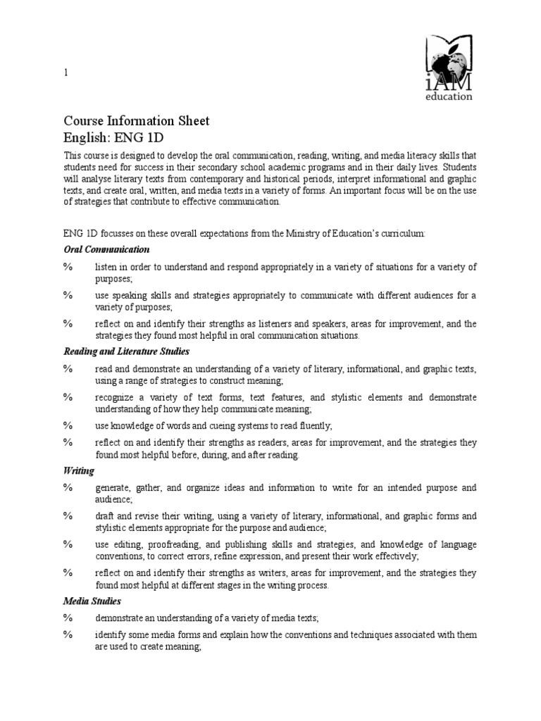 Eng1d Ci Sheet | PDF | Reading (Process) | Communication