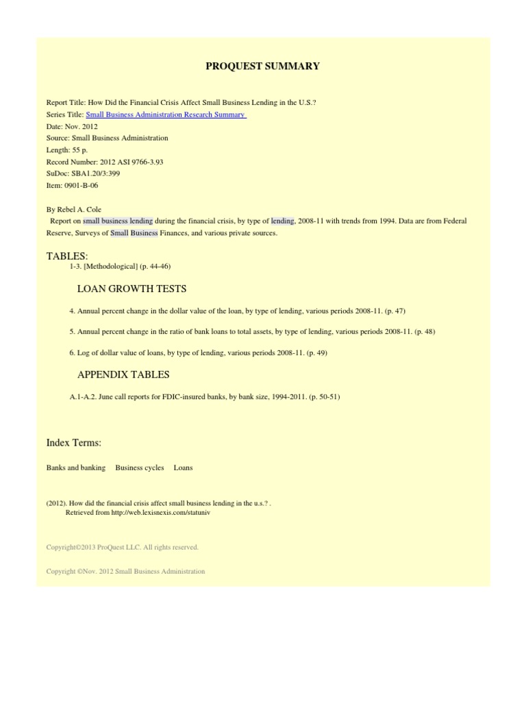 Proquest Summary: Tables | PDF