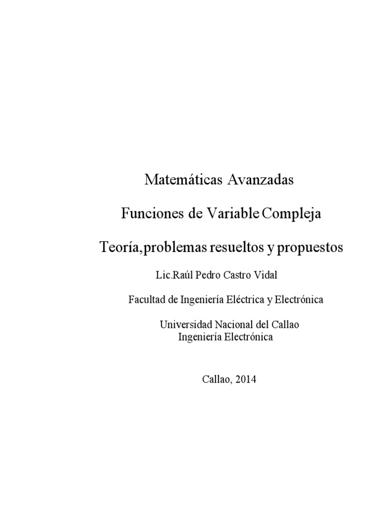 Apuntes Variable Compleja - Castro Vidal | PDF | Función holomorfa ...