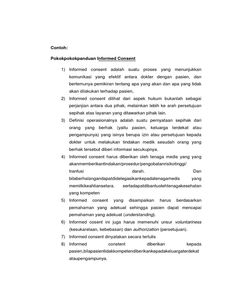 Contoh Panduan Informed Consent | PDF