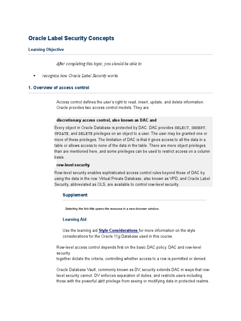 Oracle Database 11g Oracle Label Security and The Data Masking Pack | PDF | Oracle Database ...
