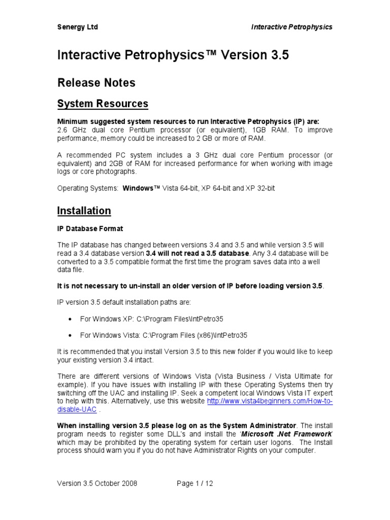 IP Version 3.5 Release Notes | PDF | Installation (Computer Programs ...