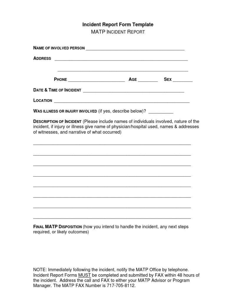Matp I R: Incident Report Form Template | PDF | Business