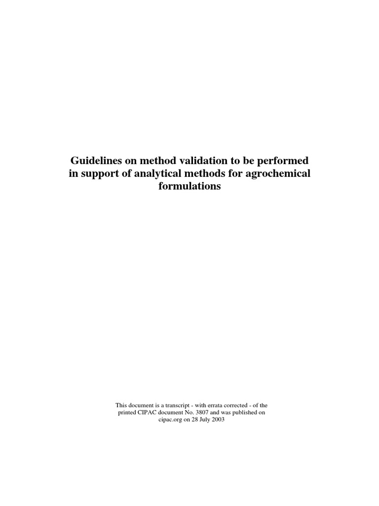Method Validation CIPAC | PDF | Accuracy And Precision | Observational ...