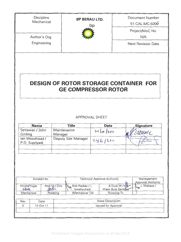 Design of Rotor Storage Container For GE Compressor Rotor Modified | PDF