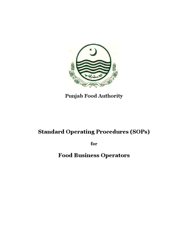 SOPs For Food Business Operators | PDF | Foods | Consumer Goods