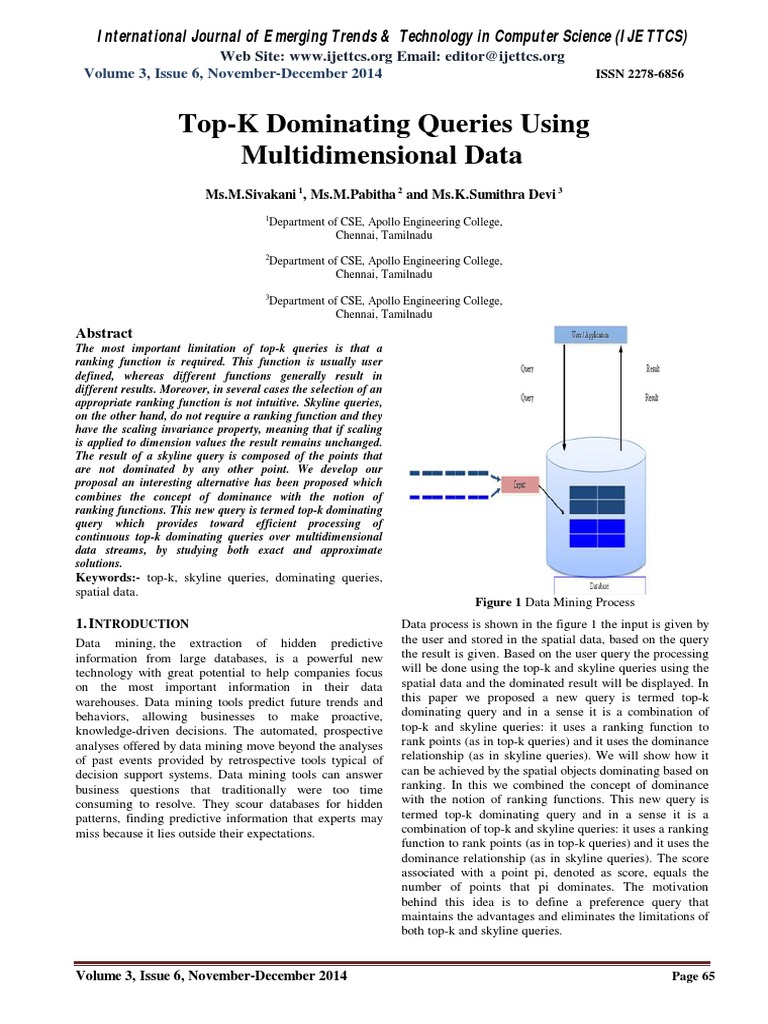 Top-K Dominating Queries Using Multidimensional Data | PDF | Information Retrieval | Data Mining