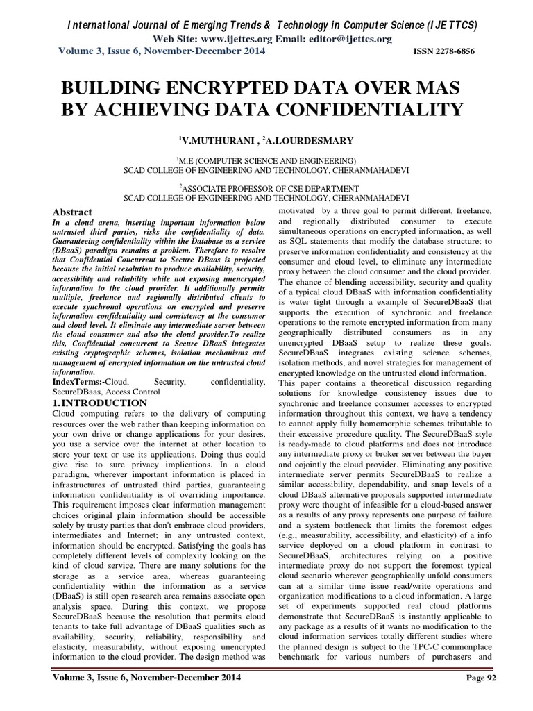 Building Encrypted Data Over Mas by Achieving Data Confidentiality | PDF | Cloud Computing ...