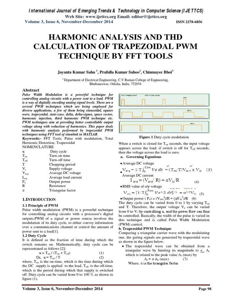 Harmonic Analysis and THD Calculation of Trapezoidal PWM Technique by ...