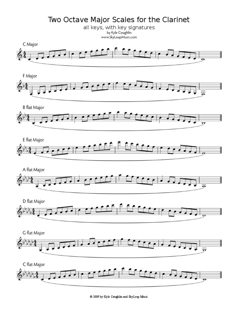 Major and MInor Scales For Clarinet | PDF