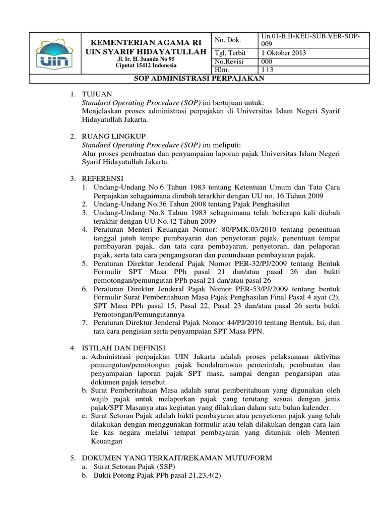 SOP Pajak | PDF