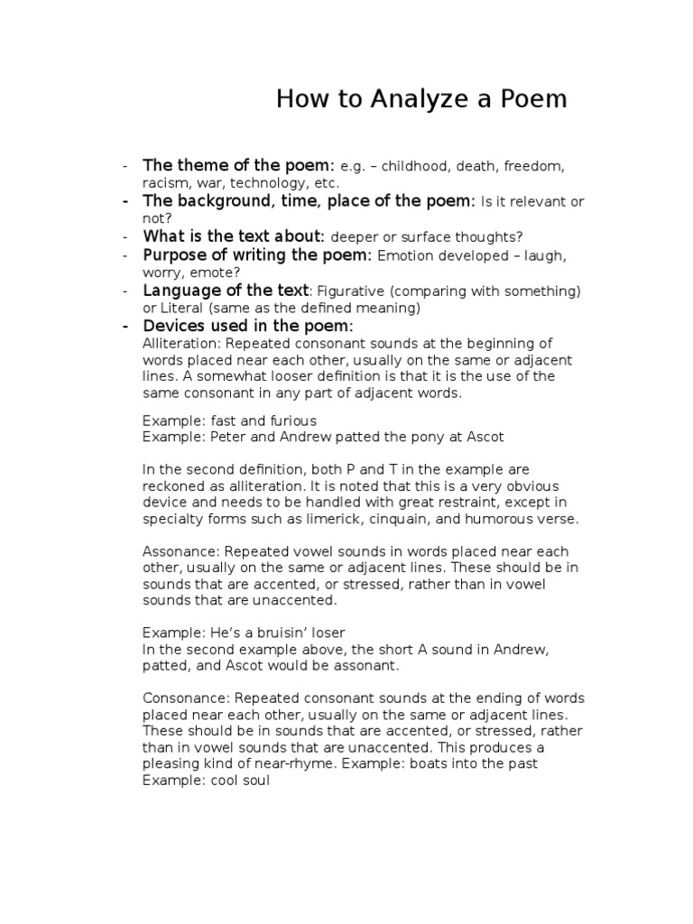 Analyzing Poem | Download Free PDF | Metre (Poetry) | Poetry