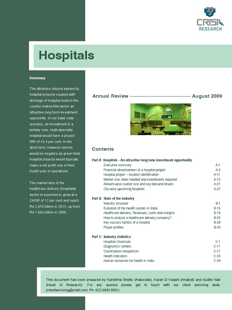 CRISIL Industry Report - Hospital | PDF | Health Care | Hospital