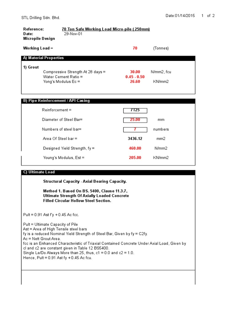 Micropile Design and Calculation Guide | PDF
