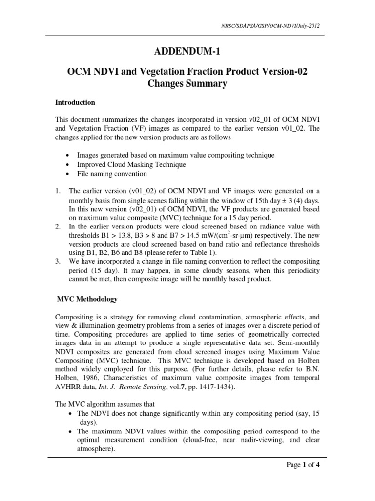 AddendumOCM VF NDVI TechDoc v1 02 PDF | PDF | Areas Of Computer Science ...