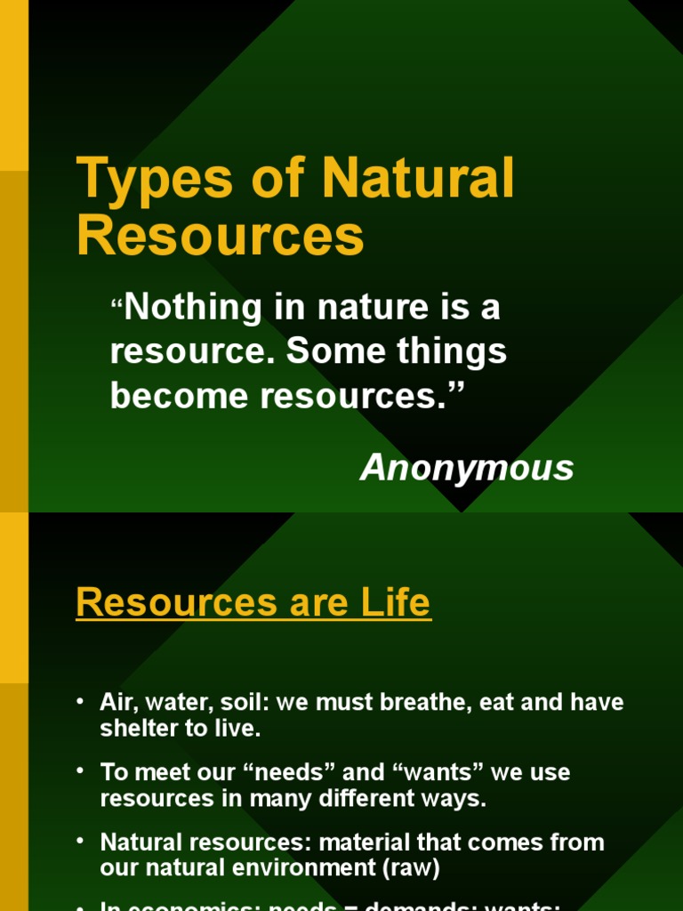 Types of Natural Resources | PDF | Renewable Resources | Resource