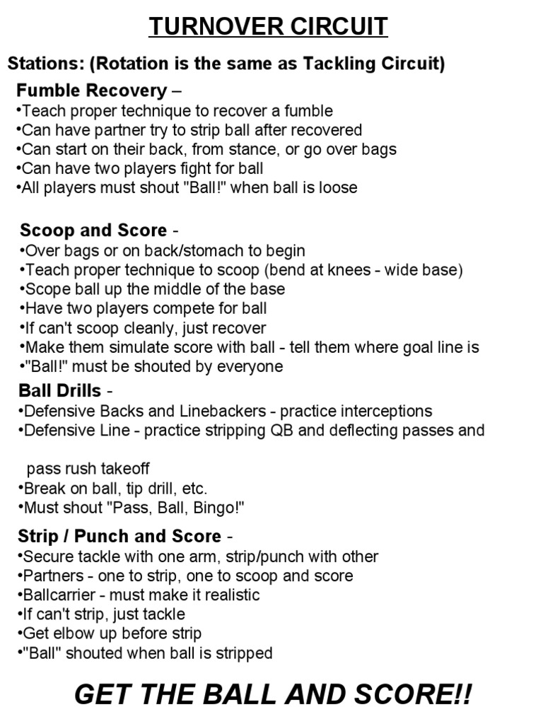 Football Turnover Circuit Drills | PDF