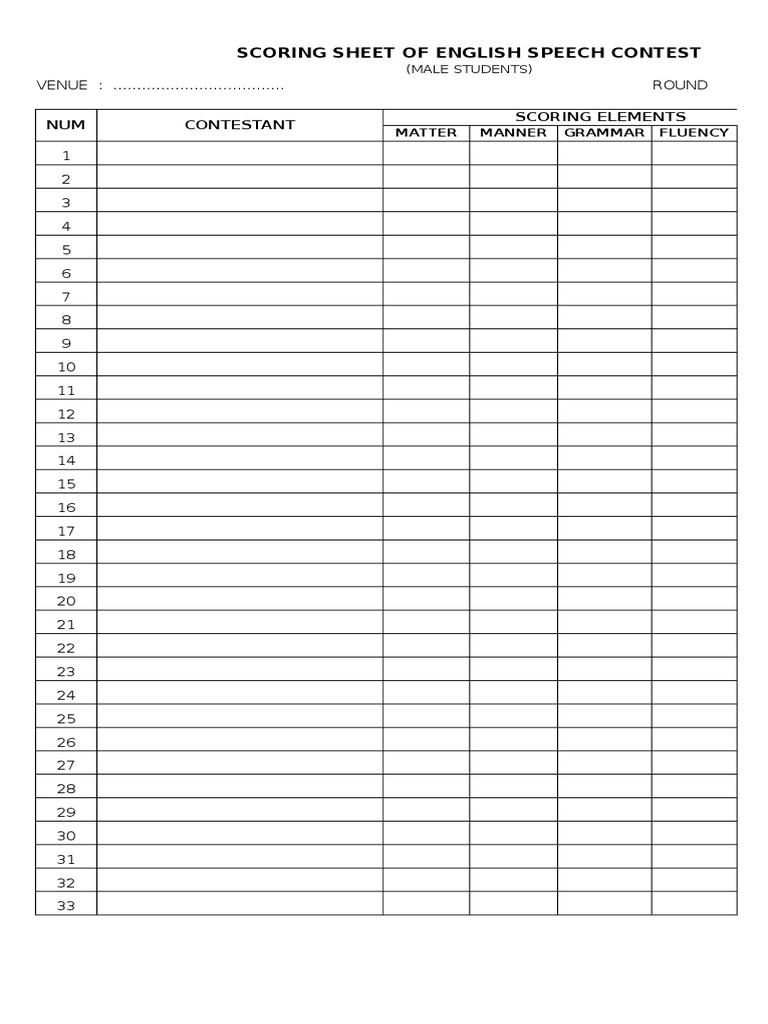 Speech Contest Scoring Sheet2 | PDF