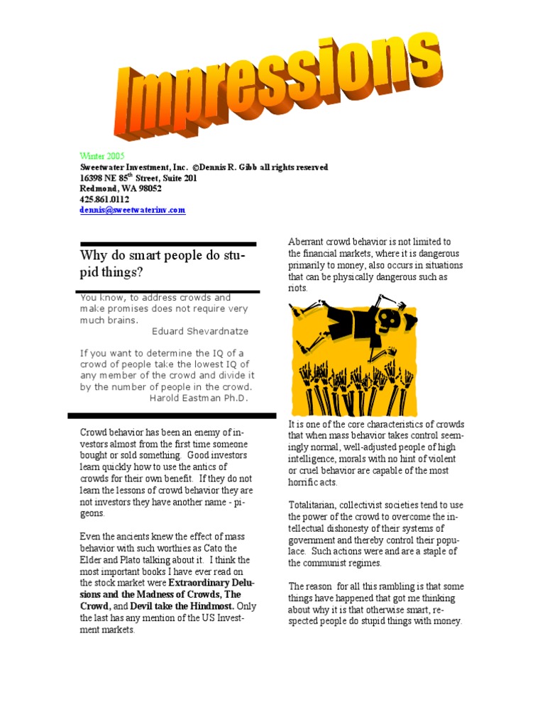 Why Do Smart People Do Stupid Stupid Things | PDF | Greed | Market Trend