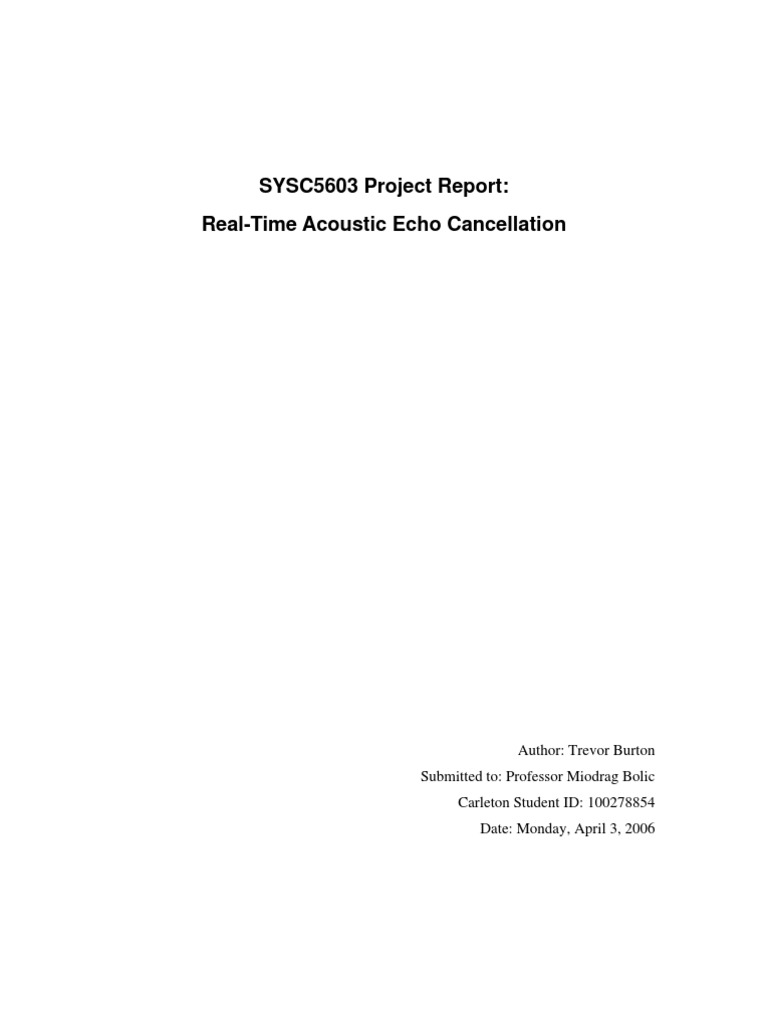 SYSC5603 Project Report: Real-Time Acoustic Echo Cancellation | PDF ...