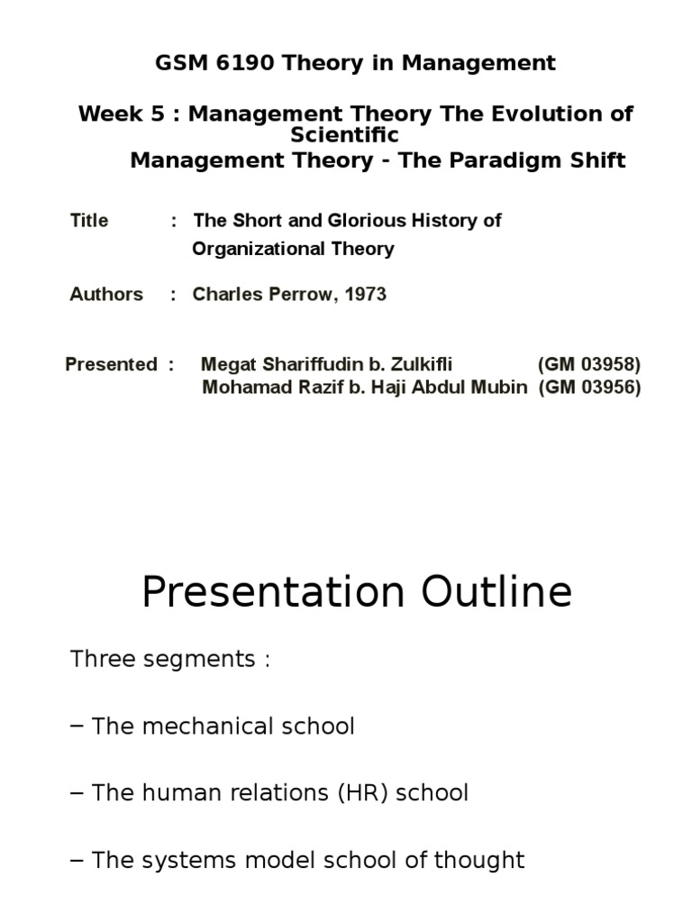 The Short and Glorious History of Organizational Theory by Charles ...