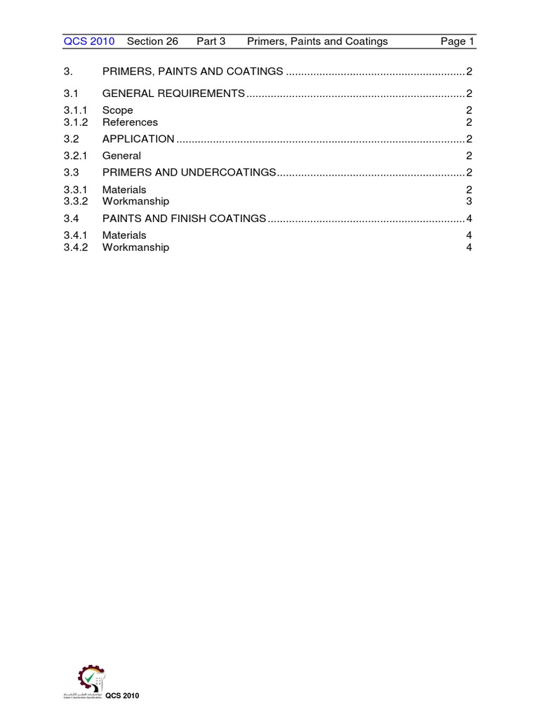 QCS 2010 Section 26 Part 3 Primers, Paints and Coatings | PDF | Paint ...