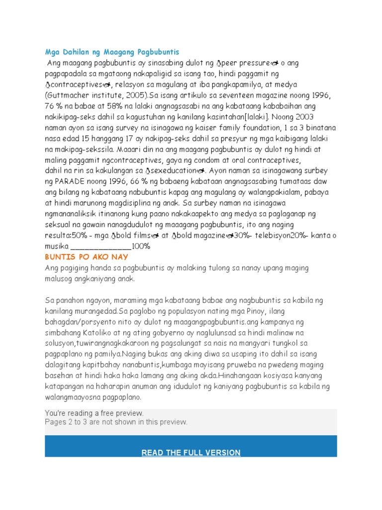 Mga Dahilan ng Maagang Pagbubuntis.docx