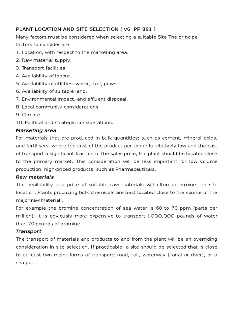 An In-Depth Guide to Factors to Consider for Effective Plant Location ...