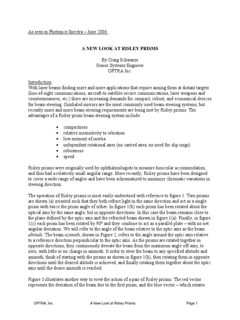 A New Look at Risley Prism | PDF | Prism | Optics