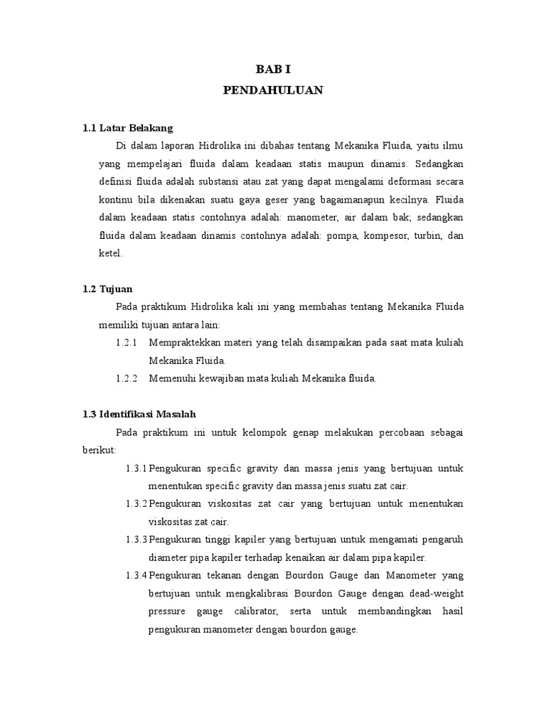 Contoh Laporan Bab 1 | PDF