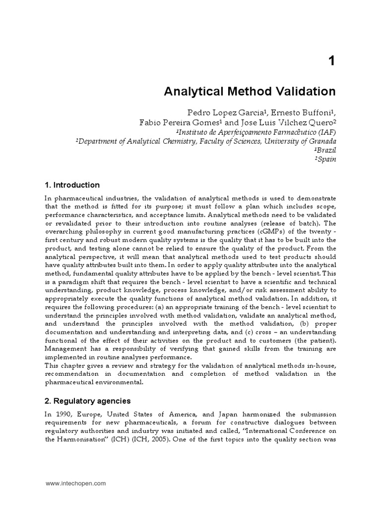 InTech-Analytical Method Validation | PDF | Verification And Validation | Assay