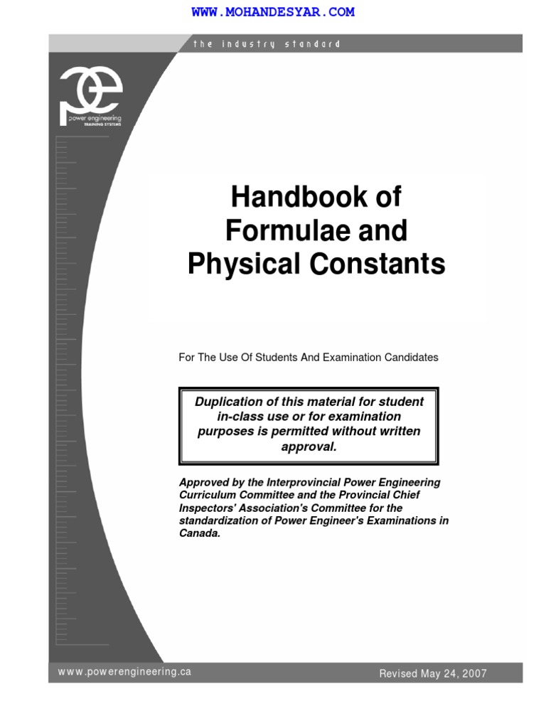 Handbook of Formulae and Physical Constants | PDF | Acceleration | Torque