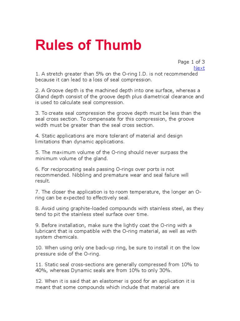 Rules of Thumb For O-Ring Design | PDF | Technology & Engineering