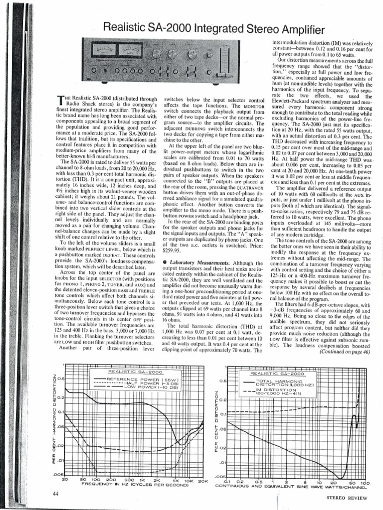 Review Sa2000 Amp 1 | PDF | Distortion | Amplifier